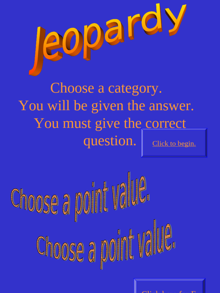 Animated Jeopardy (Grade 1) | PDF