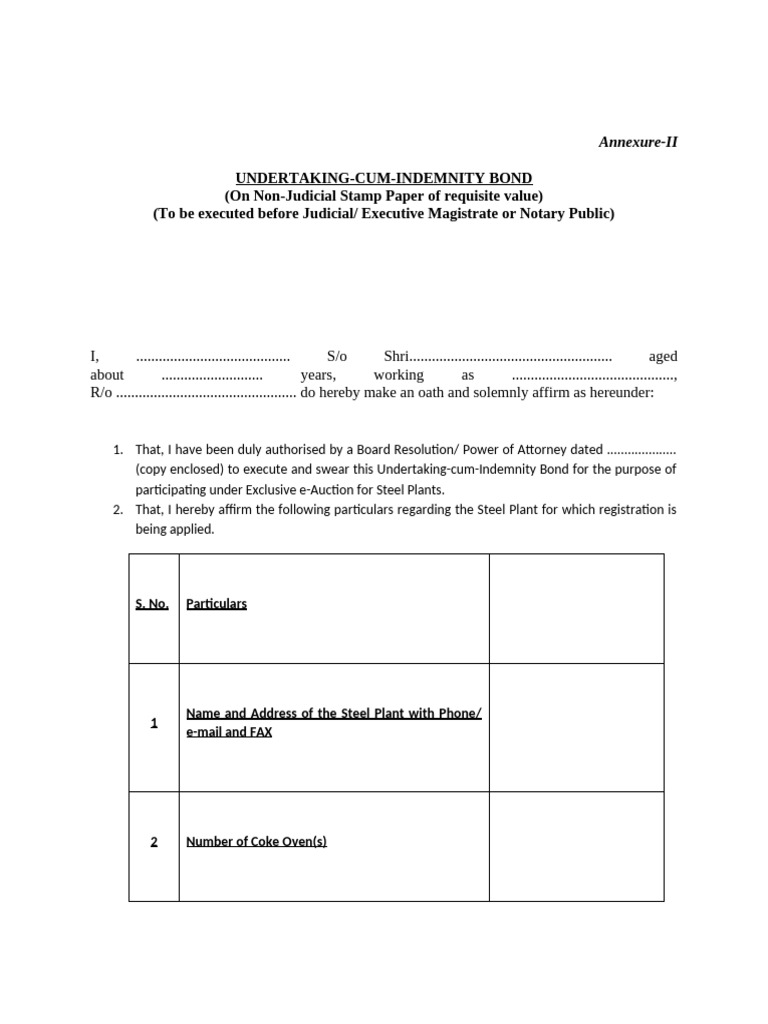 Undertaking-Cum-Indemnity Bond | PDF | Notary Public | Private Law