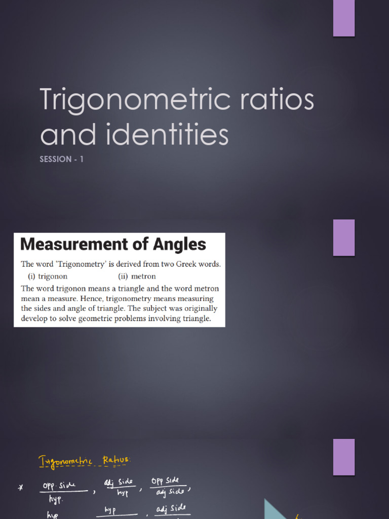 Trigonometric Ratios and Identities 01 | PDF