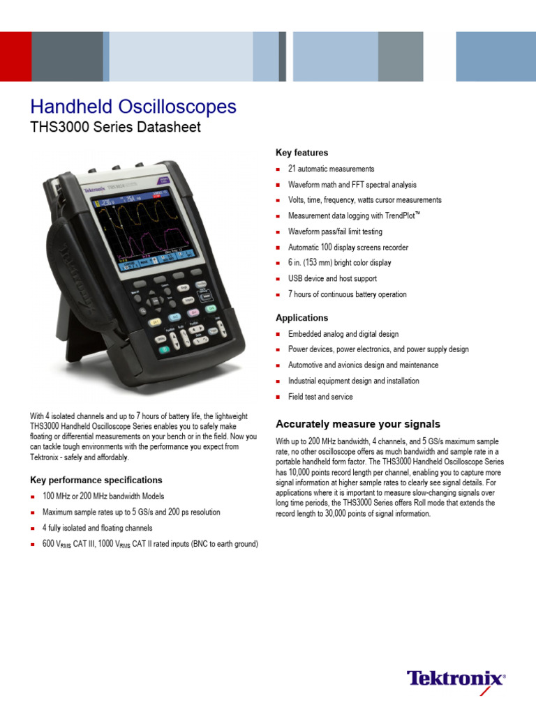 THS3000 Handheld Oscilloscope Datasheet 5 | PDF | Electrical Engineering | Electromagnetism