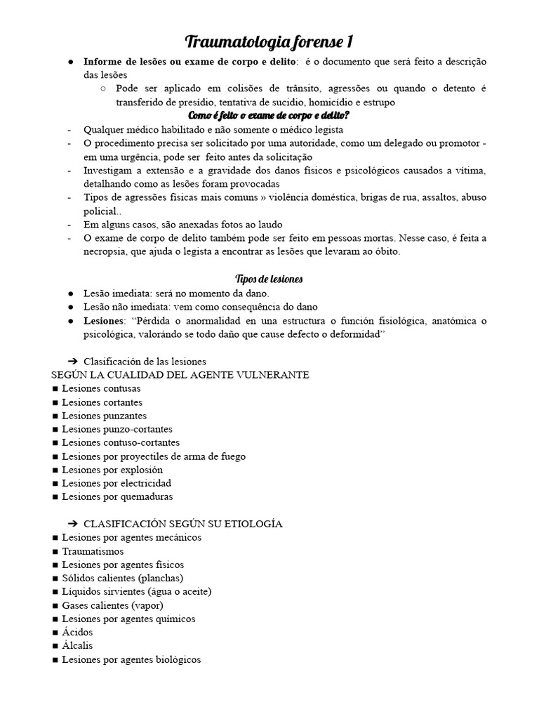 Examen de Cuerpo y Lesiones Traumatológicas | PDF | Especialidades ...