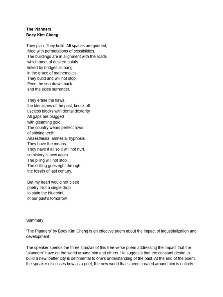 Boey Kim Cheng The Planners | PDF | Poetry