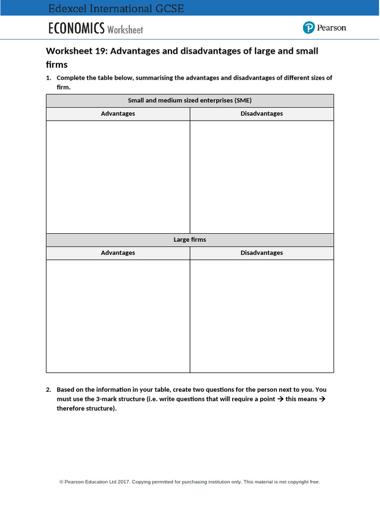Advantages and Disadvantages of Large and Small Firms | PDF