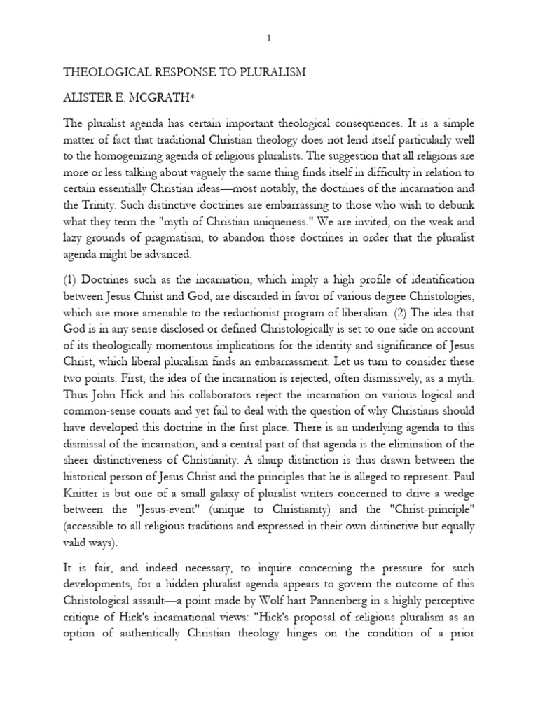 Theological Response To Pluralism | PDF | Religious Pluralism | God