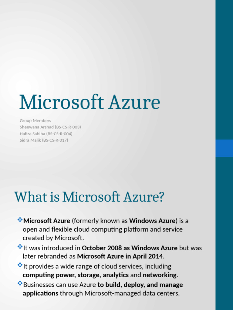 Microsoft Azure Ppt | PDF | Microsoft Azure | Cloud Computing