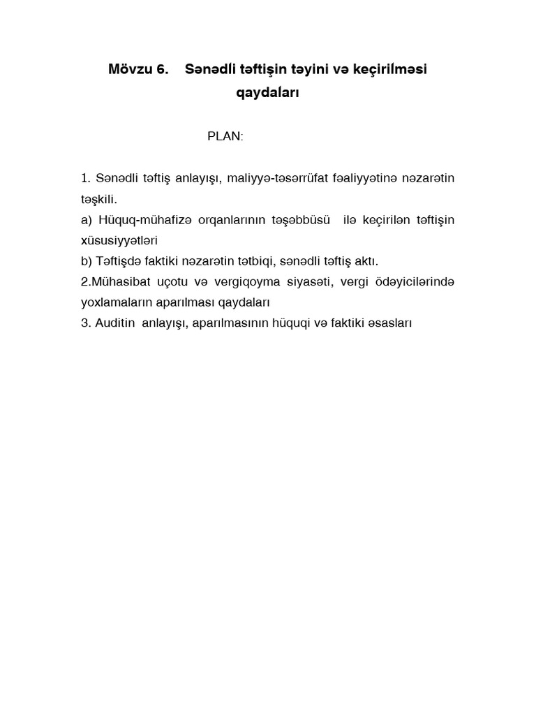 611 Movzu 6. Senedli Teftishin Teyini Ve Kecirilmesi Qaydalari | PDF