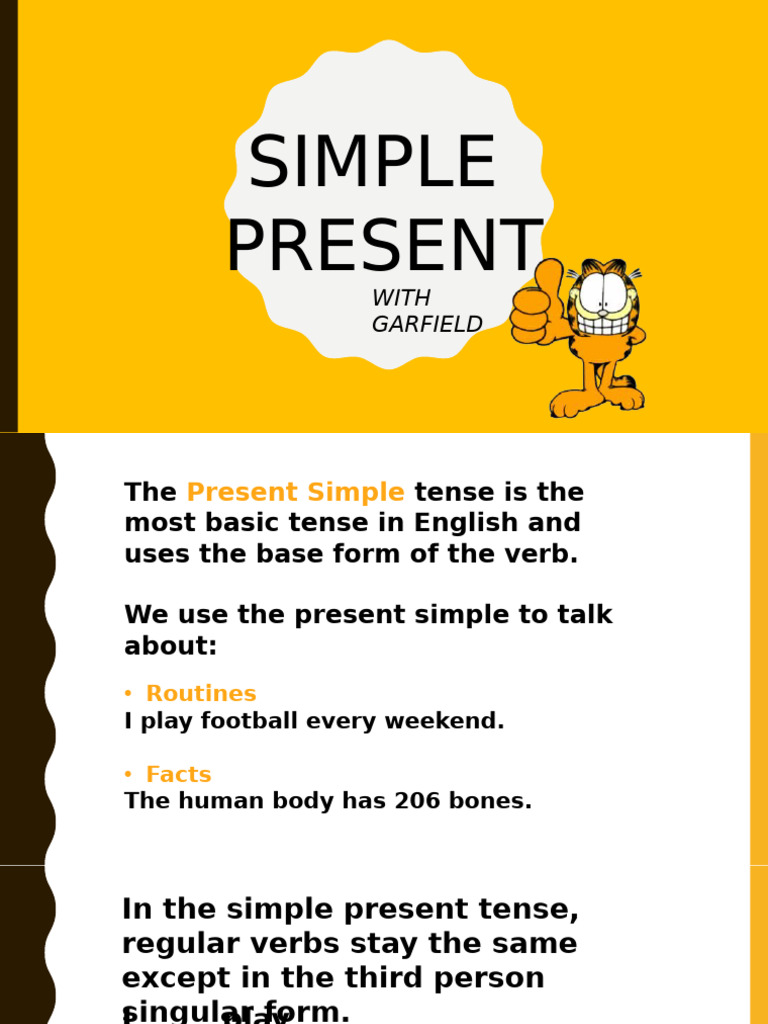 Simple Present Tense Guide | PDF | Garfield | Language Mechanics