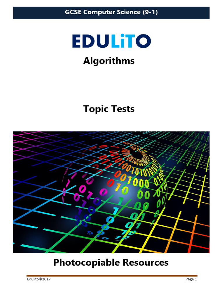 GCSE Algorithms Topic Test | PDF | Algorithms | Algorithms And Data ...