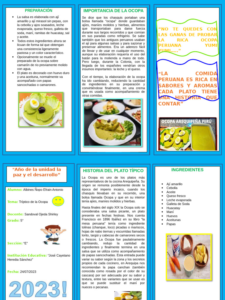 Receta y historia de la ocopa peruana | PDF | Cocina de las Americas | Cocina occidental