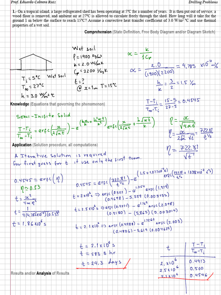 09 Drilling Problems Sol Semi-Infinite Solid | PDF | Heat Transfer | Heat