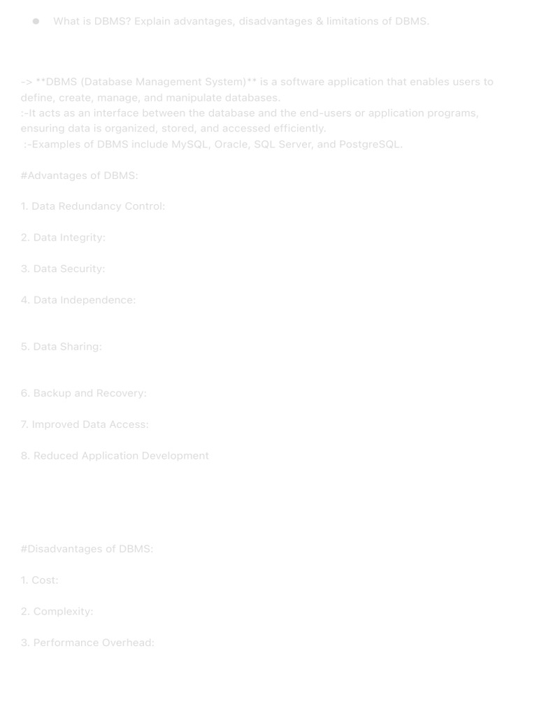 DBMS: Pros, Cons, and Limitations | PDF | Computers