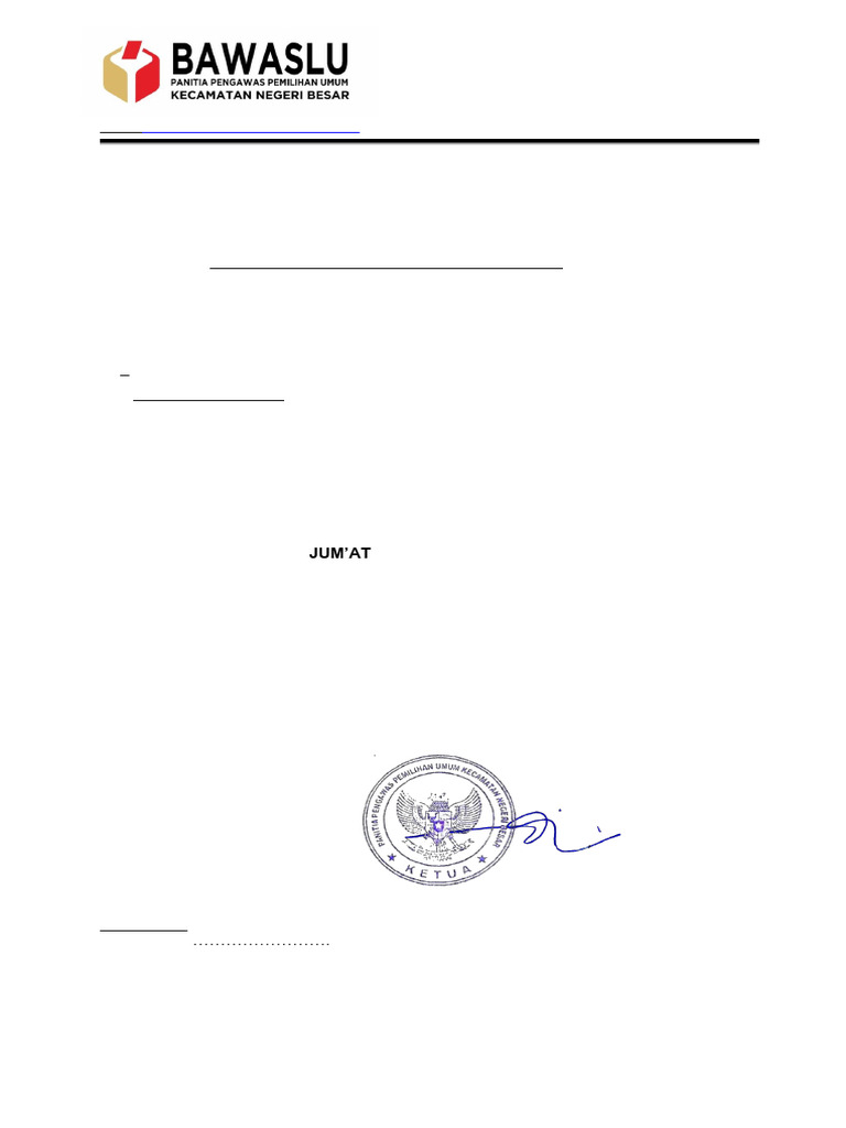 Undangan Penguatan PKD Ketua Bawaslu | PDF