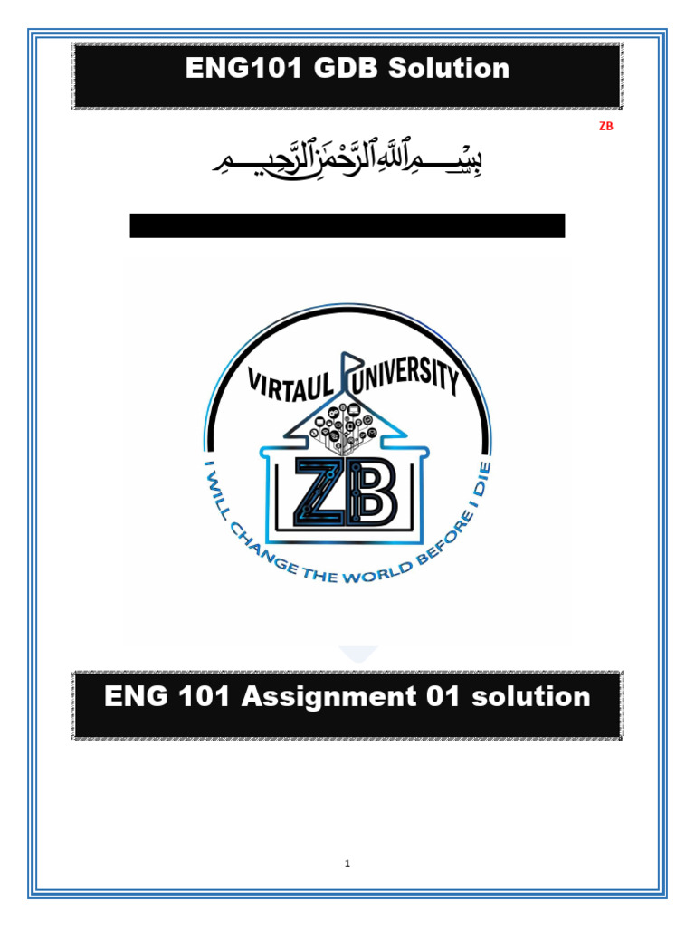 Eng101 GDB Solution 2024 by ZB | PDF | Course Credit | Personal Development