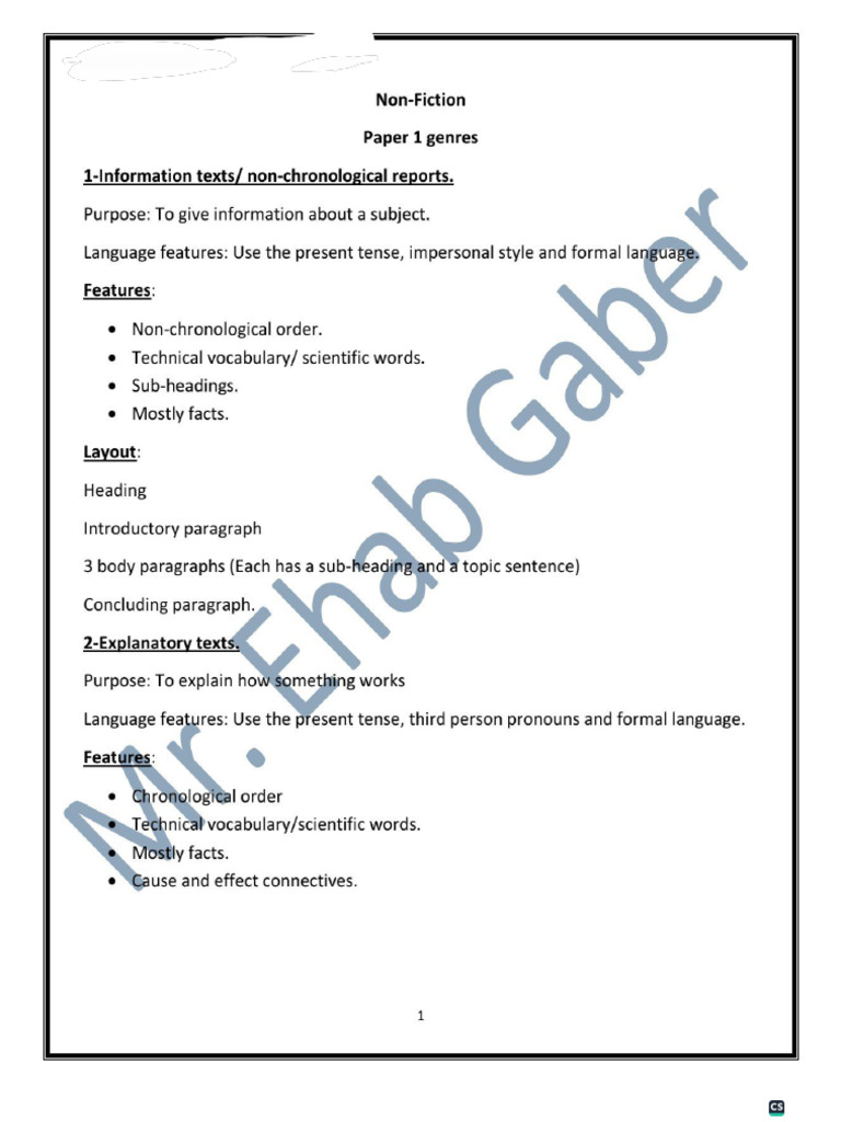 Non Fiction Questions | PDF