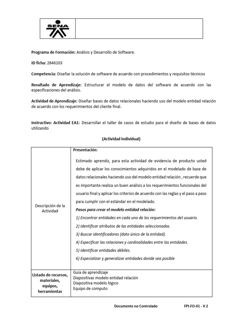 EA1-Instructivo - Modelo Entidad Relacion | PDF | Software | Aeropuerto