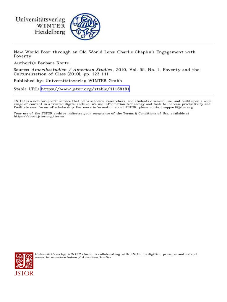 Chaplin's Aesthetic of Poverty | PDF | Charlie Chaplin | Aesthetics