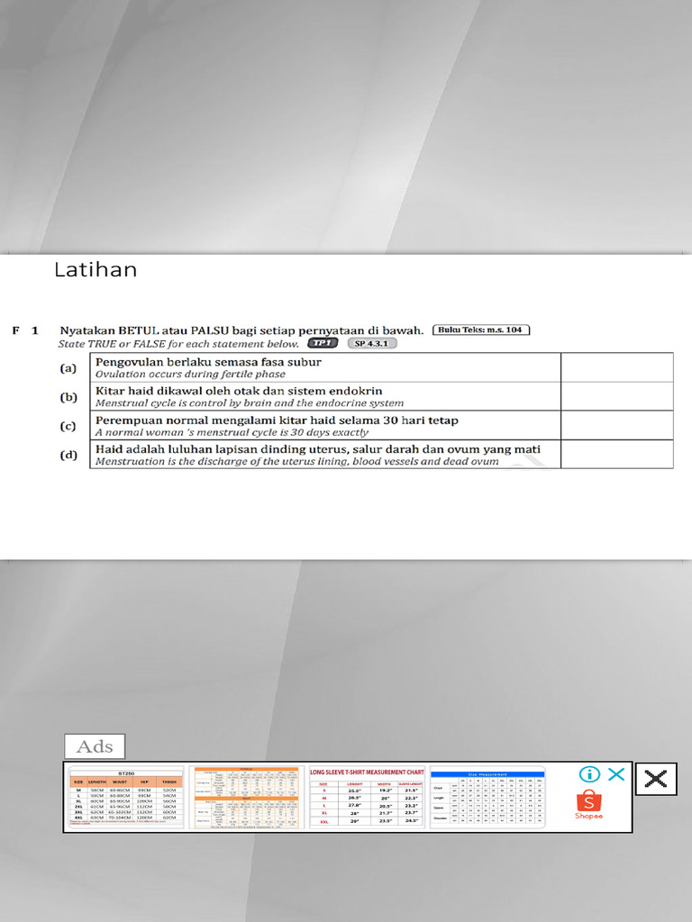 Sains Tingkatan 1 - 4.3 Kitar Haid | PDF