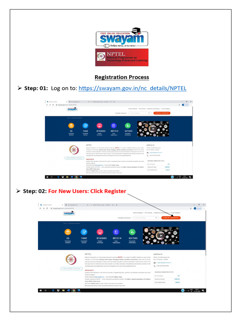 July - Dec - 2021 - NPTEL COURSE REGISTRATION PROCESS | PDF | Career & Growth