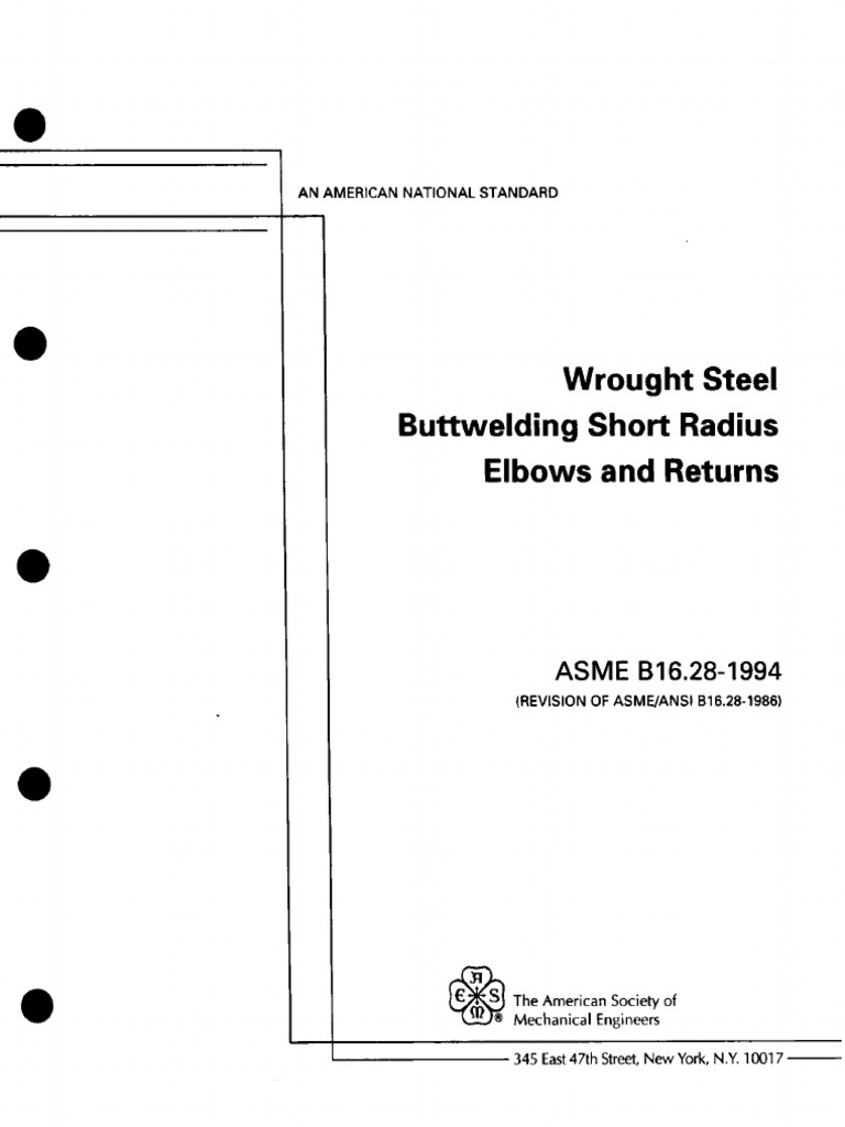 Asme B16.28-1994 Wrought Steel Buttwelding Short Radius ElbowsAnd ...