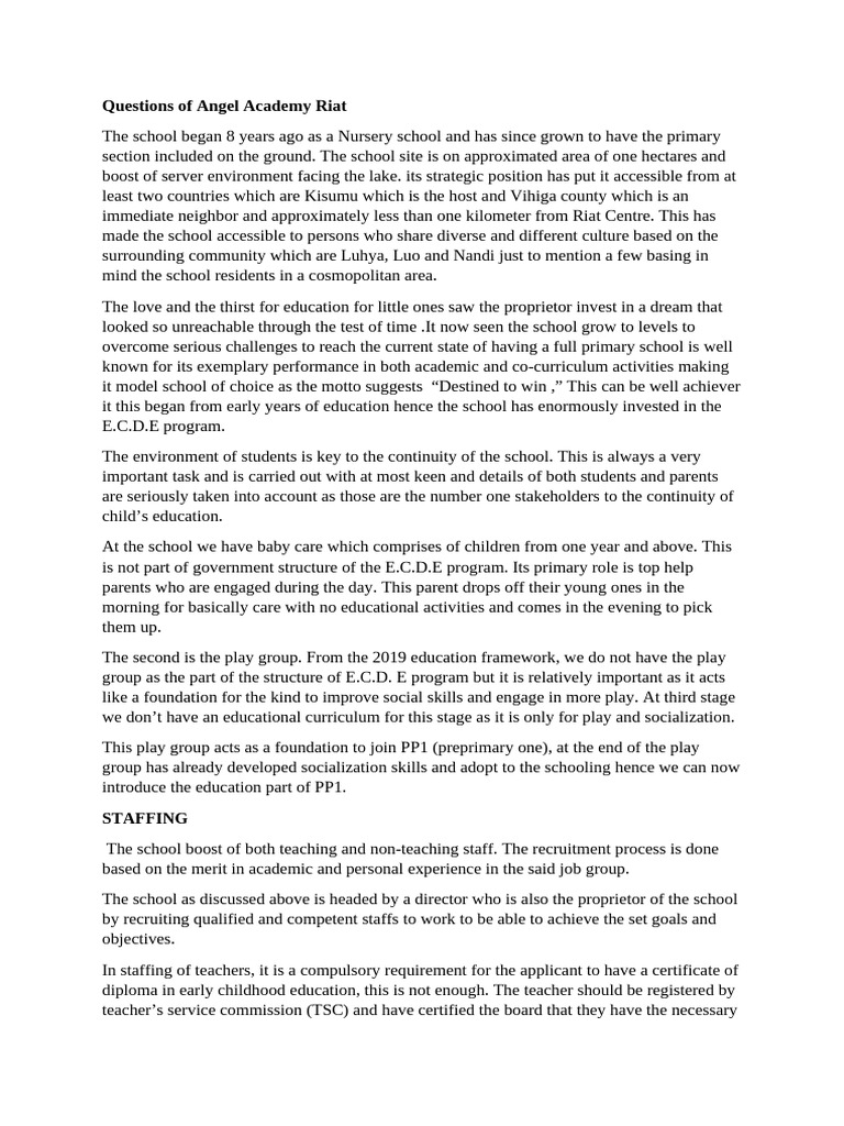 Questions of Angel Accademy Riat | PDF | Teachers | Early Childhood ...