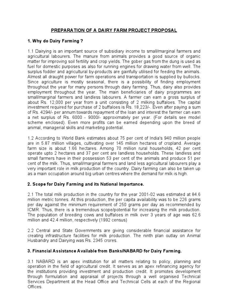 Dairy Farming Project Proposal Guide | PDF | Calf | Agriculture