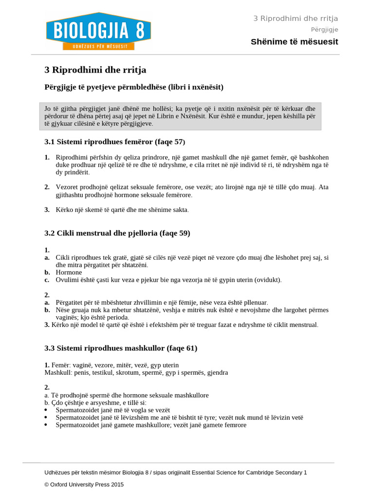 2.përgjigje Të Pyetjeve Përmbledhëse (Libri I Nxënësit) | PDF