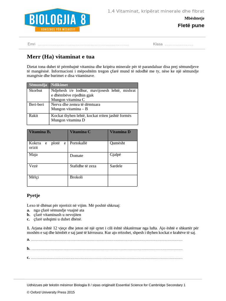 22.vitaminat, Kripërat Minerale Dhe Fibrat Mbështetje Fletë Pune Merr ...