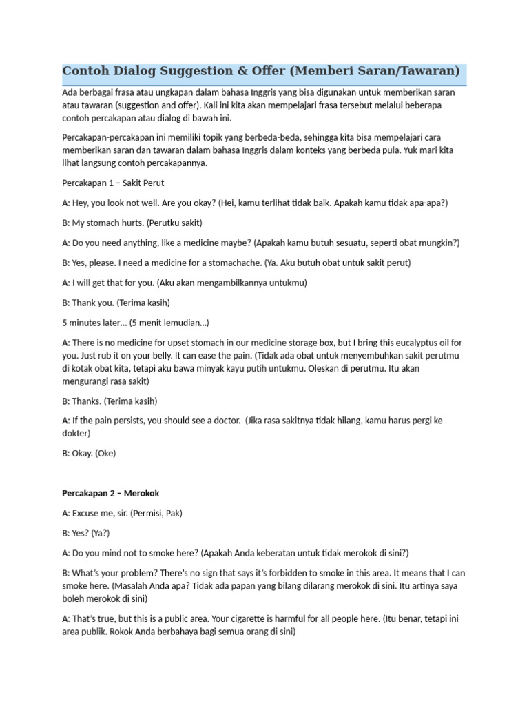 Contoh Dialog Suggestion | PDF