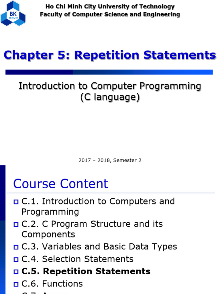 CO1003 - Chapter 5 - Repetition Statements | PDF | Control Flow | C (Programming Language)