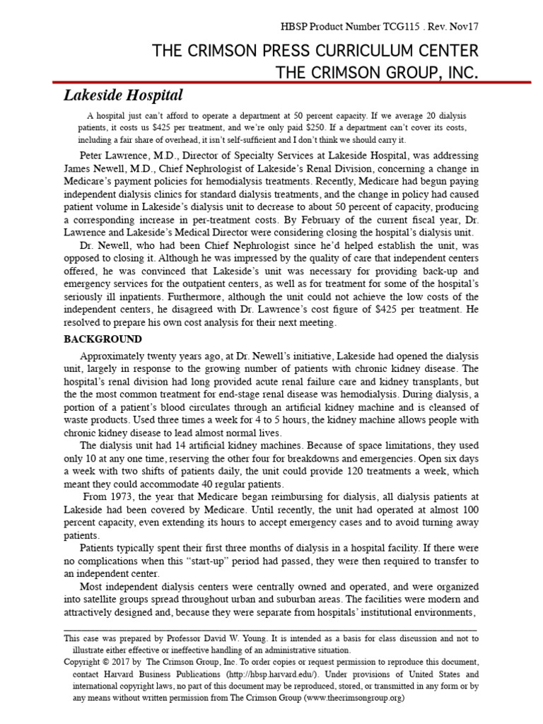 Lakeside Hospital UNIT1 | PDF | Hemodialysis | Clinical Medicine