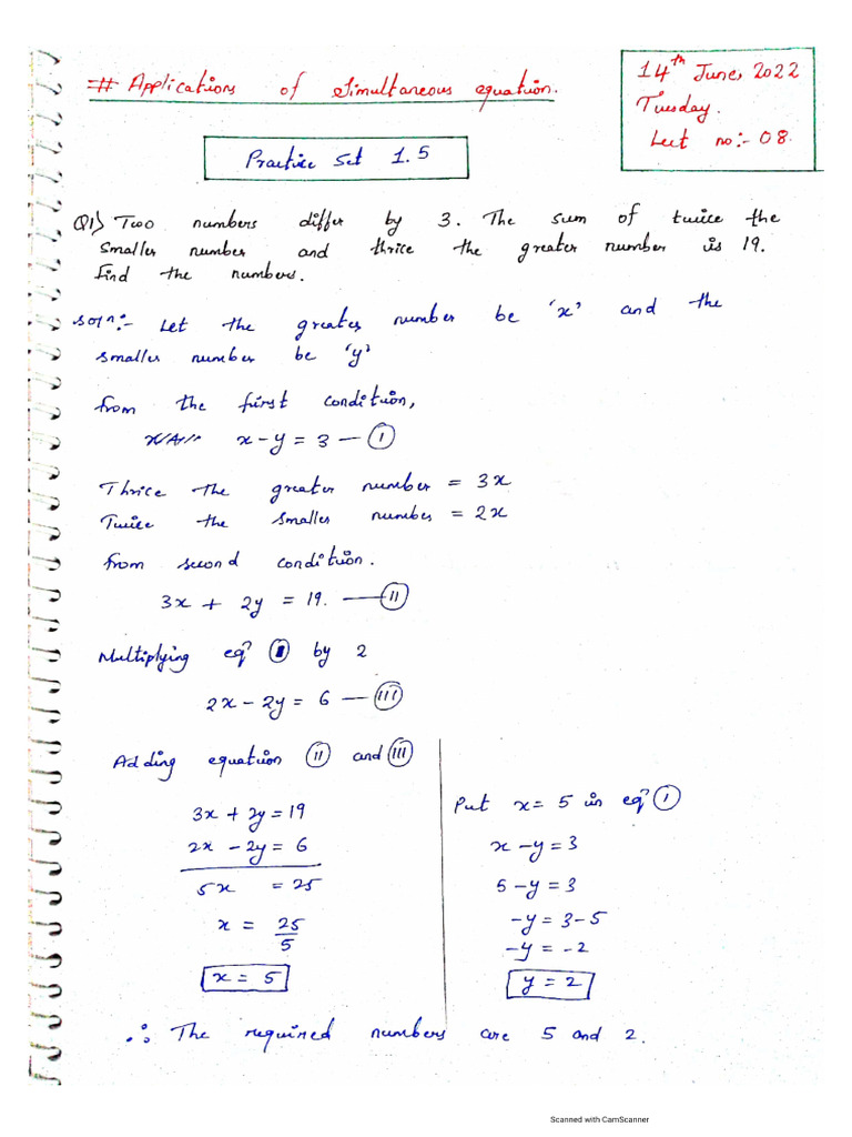 Alg CHP 01 Ex 1.5 | PDF
