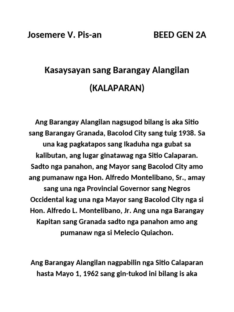 Brgy. Alangilan | PDF