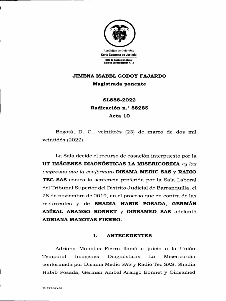 SL888 2022 | PDF | Sentencia (ley) | Debido al proceso