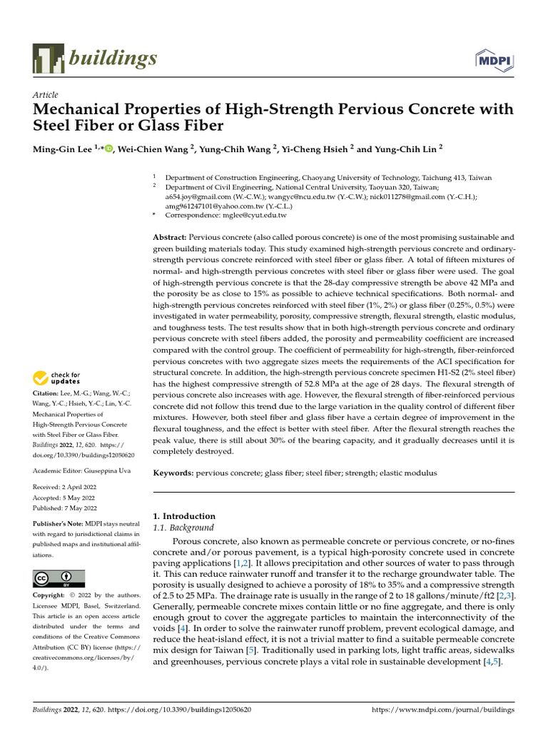 Mechanical Properties of High-Strength Pervious Concrete With | PDF ...