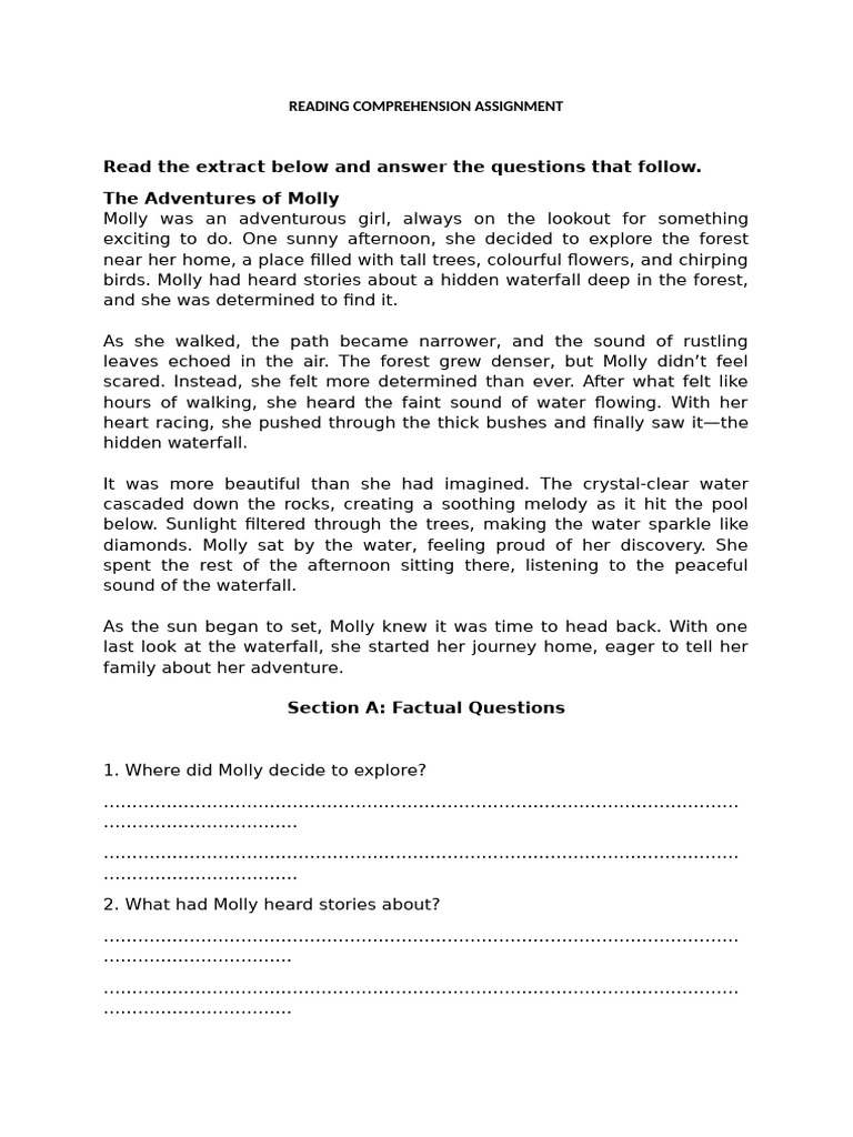 Reading Comprehension Assignment1 | PDF | General Fiction