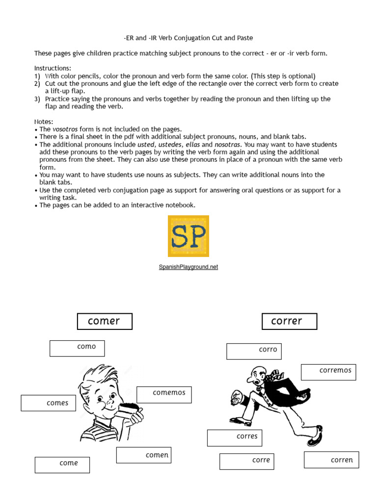 Er Ir Verb Conjugation Sheets VF | PDF | Grammatical Number ...