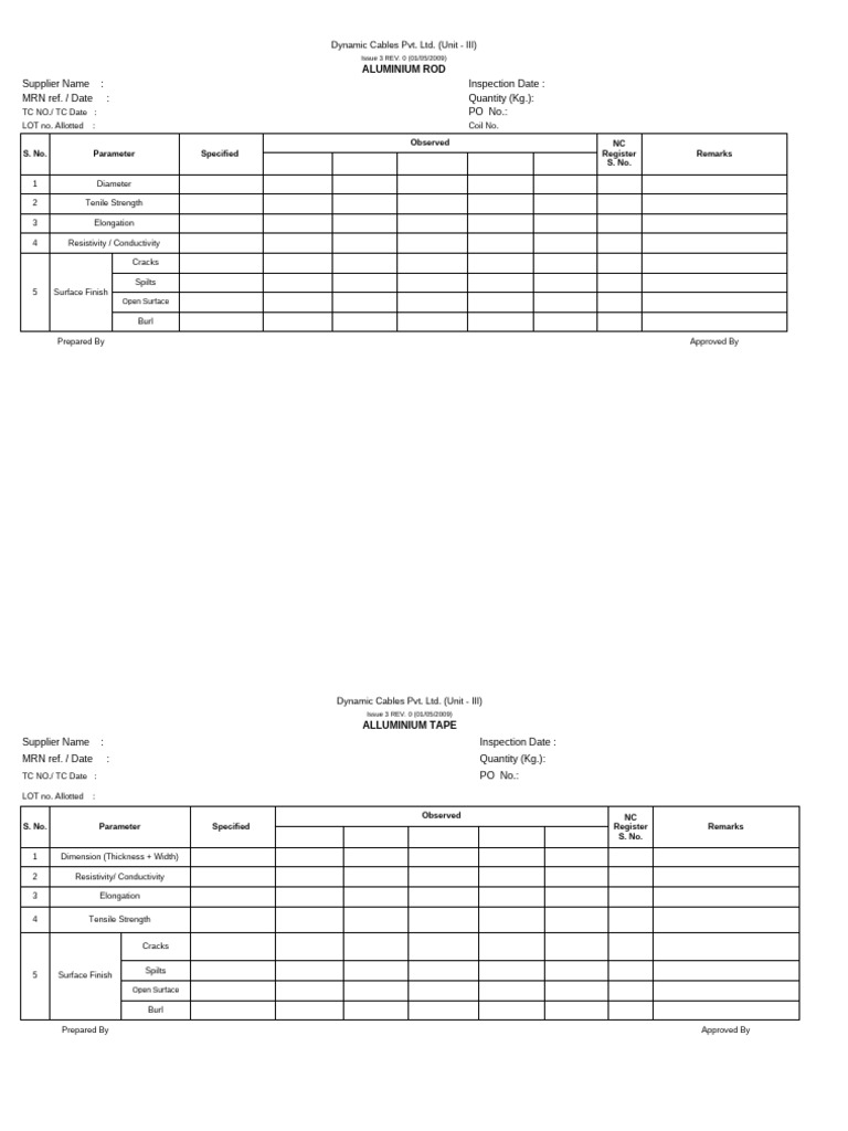 Inspection Report of Row Material - Dynamic Cables | PDF | Fracture | Wire