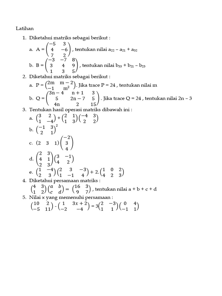 Latihan Matriks 23 Sept 2024 | PDF