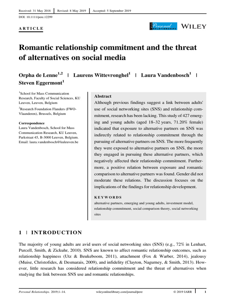 Romantic Relationship Commitment and The Threat of Alternatives On ...