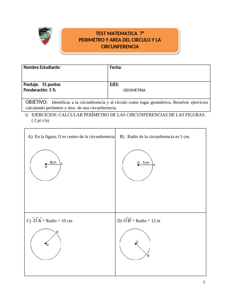 GEOMETRIA.7° Circulo y Circunferencia | PDF | Ciencia y matemáticas