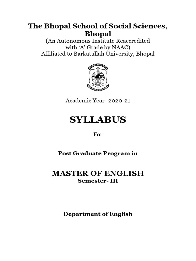 MA English Syllabus - Barkatullah University | PDF | Linguistics ...