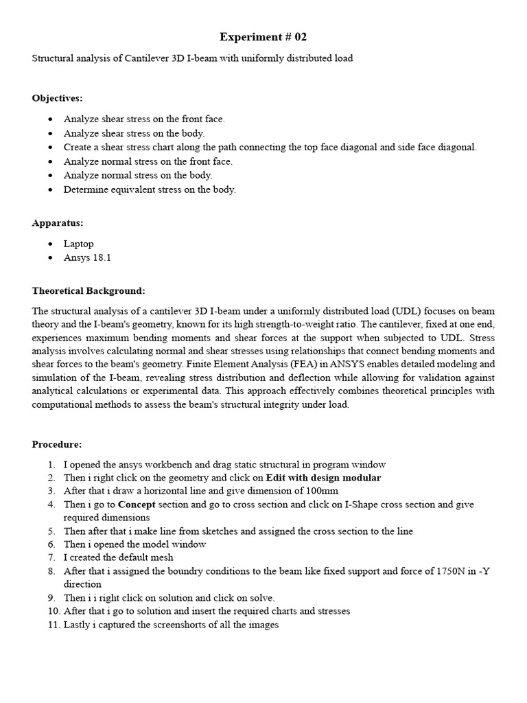 Experiment 02 | PDF | Stress (Mechanics) | Bending