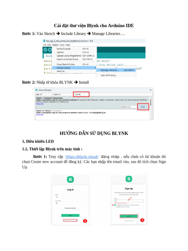 Hướng dẫn sử dụng Blynk | PDF