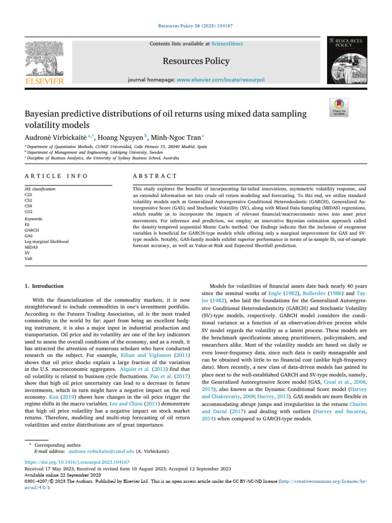 Bayesian Predictive Distributions Of Oil Returns Using Mixed 2023