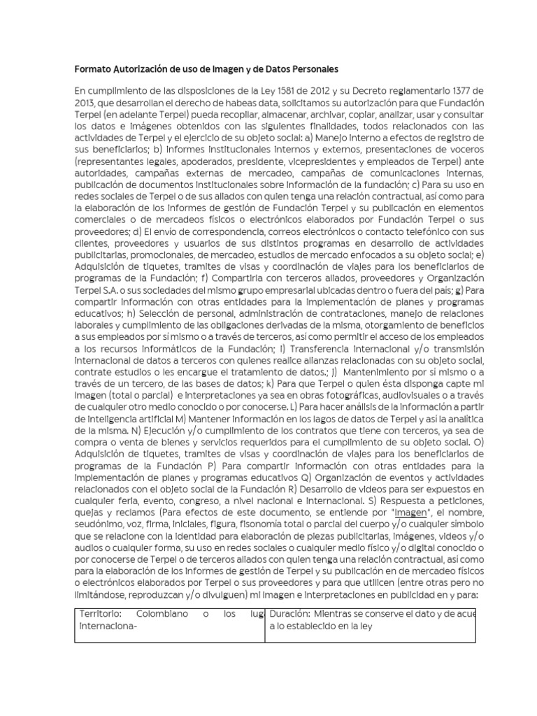 Formato Habeas Data DEC | PDF | Propiedad intelectual | Marketing