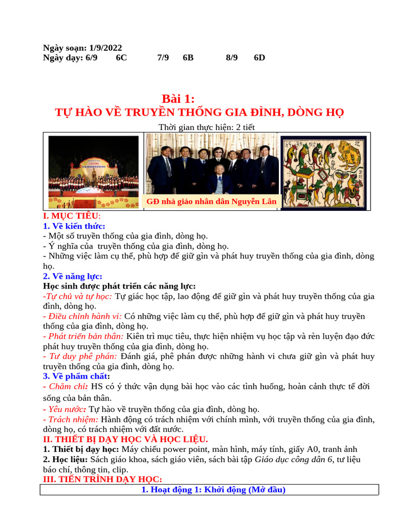 Giáo Án GDCD 6 - B KNTT | PDF