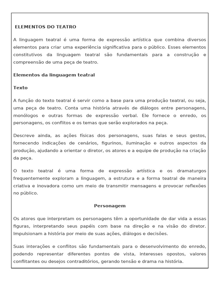 Texto 6 - Elementos Da Linguagem Teatral | PDF | Teatro | Som