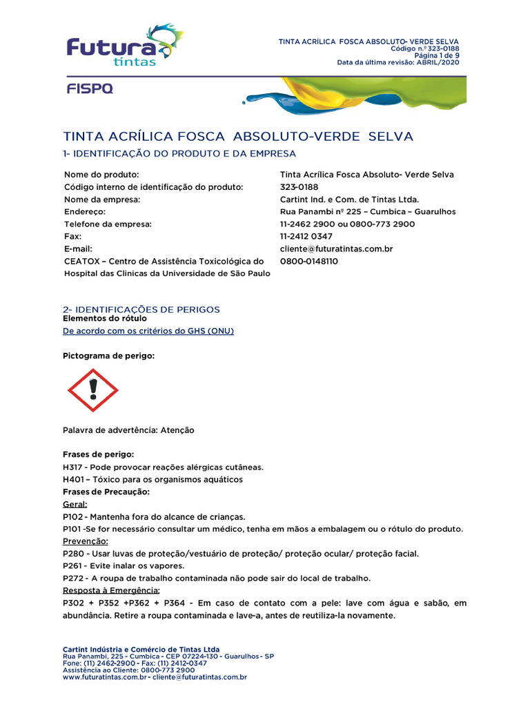 323 0188 Fispq Tinta Acrilica Absoluto Verde Selva 2020 1 | PDF