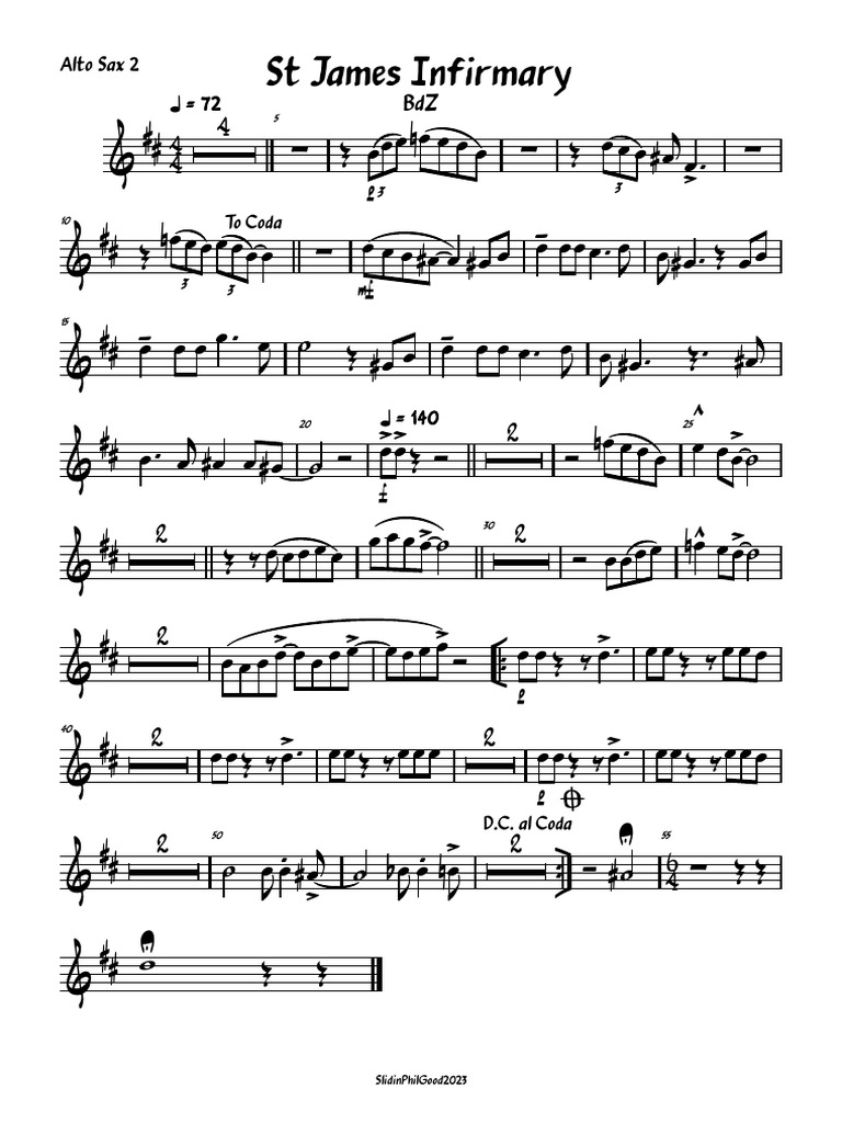 St James Infirmary Alto Sax Sheet | PDF