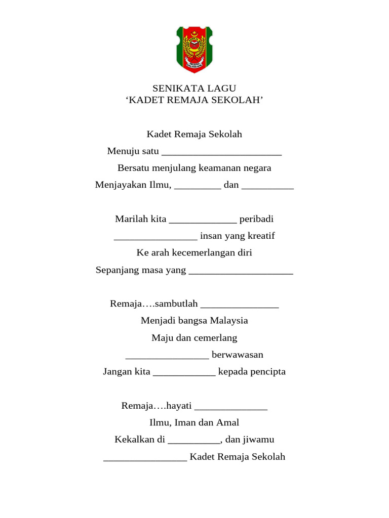 Senikata Lagu TKRS | PDF